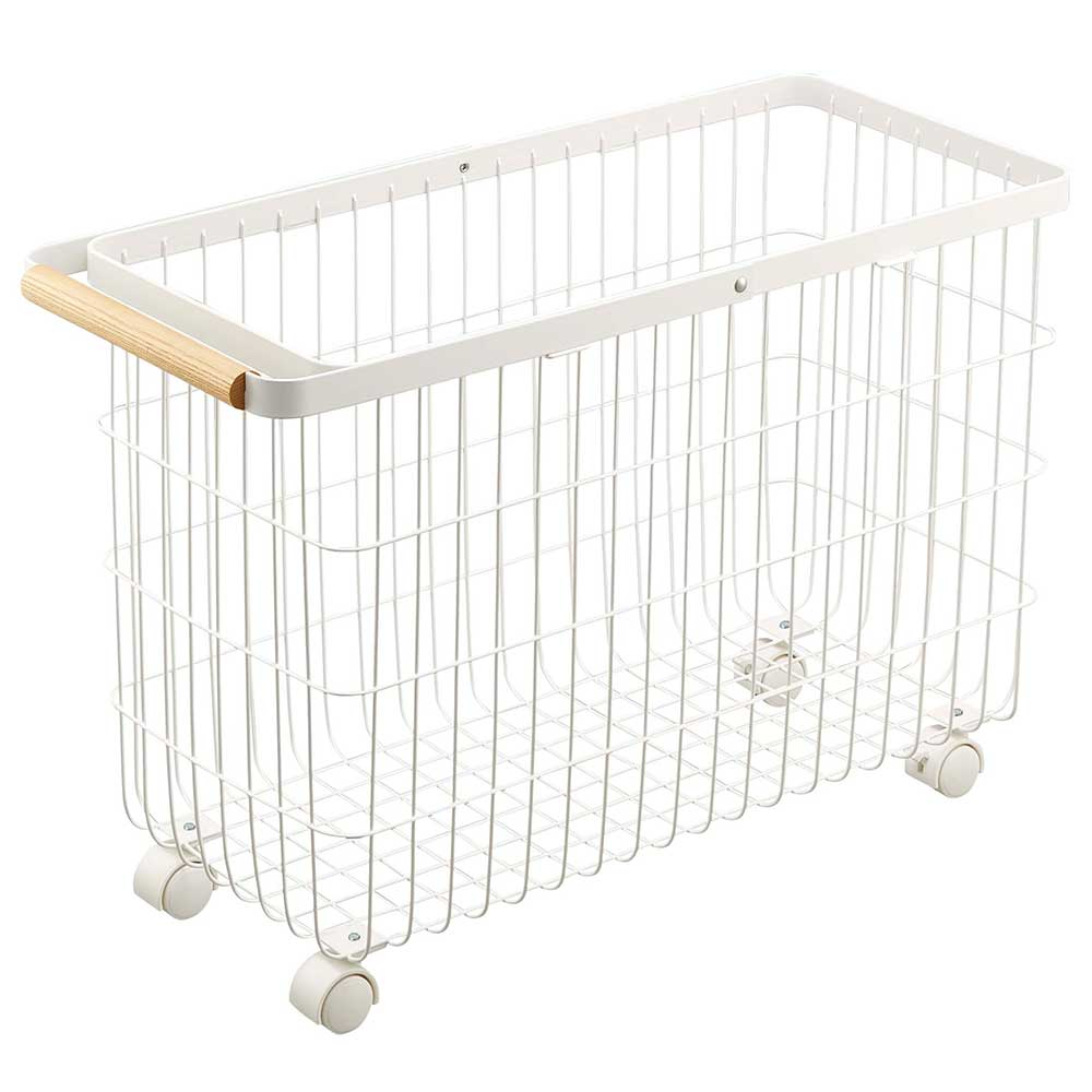 【正規販売店】ランドリーバスケット トスカ キャスター付き ワイド&ロー 山崎実業 tosca 35L ホワイト 白 6629 洗濯かご 脱衣かご ランドリーワゴン ワイヤーバスケット 収納 ...