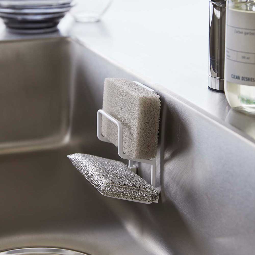 【正規販売店】フィルムフックスポンジホルダー タワー ダブル 山崎実業 tower 耐荷重 約500g ホワイト ブラック 7017 7018 スポンジホルダー シンプル 水回り用品 キッチン ...