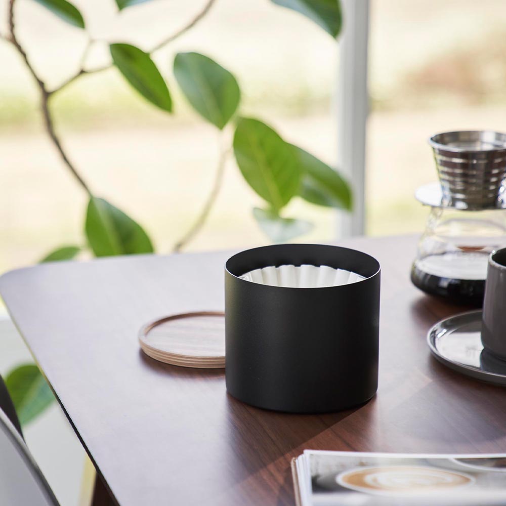 【正規販売店】バスケット型コーヒーペーパーフィルターケース リン S 山崎実業 RIN Sサイズ ブラウン ナチュラル 4566 4567 ...