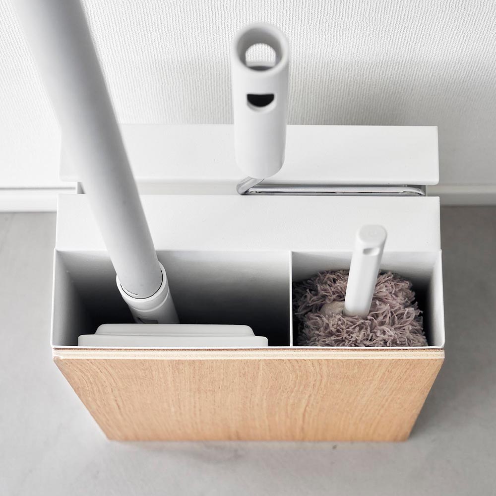 【正規販売店】クリーナーツールオーガナイザー リン 山崎実業 RIN ブラウン ナチュラル 1745 1746 ハンディーワイパー フローリングワイパー カーペットクリーナー 収納 ...