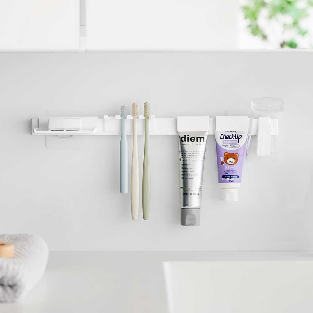 【正規販売店】フィルムフック歯ブラシ&歯磨き用品収納セット タワー 山崎実業 tower ホワイト ブラック 1879 1880 歯ブラシスタンド 歯ブラシホルダー yamazaki タワー ...