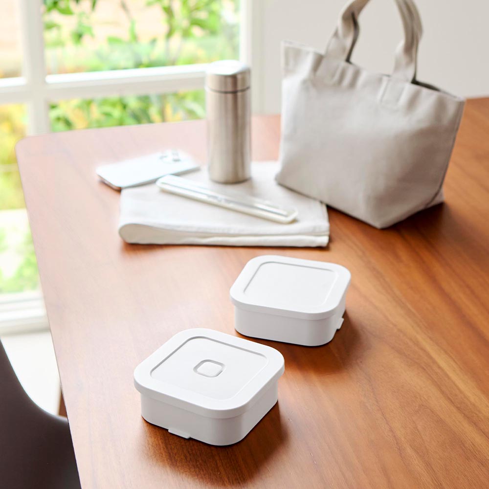 【正規販売店】冷凍ごはん容器&バルブ付き密閉ランチボックスセット タワー 山崎実業 tower ホワイト ブラック 1365 1366 弁当箱 2段 電子レンジ 冷凍庫 食洗機 OK ザル付き ...