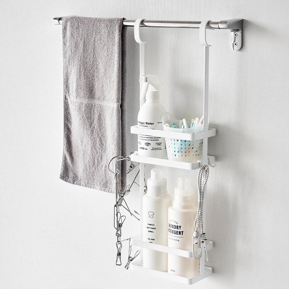 【正規販売店】引っ掛けディスペンサースタンド タワー 2段 山崎実業 tower ホワイト ブラック 8460 8461 バスルーム ラック 洗面所 ランドリー 収納 yamazaki タワー ...